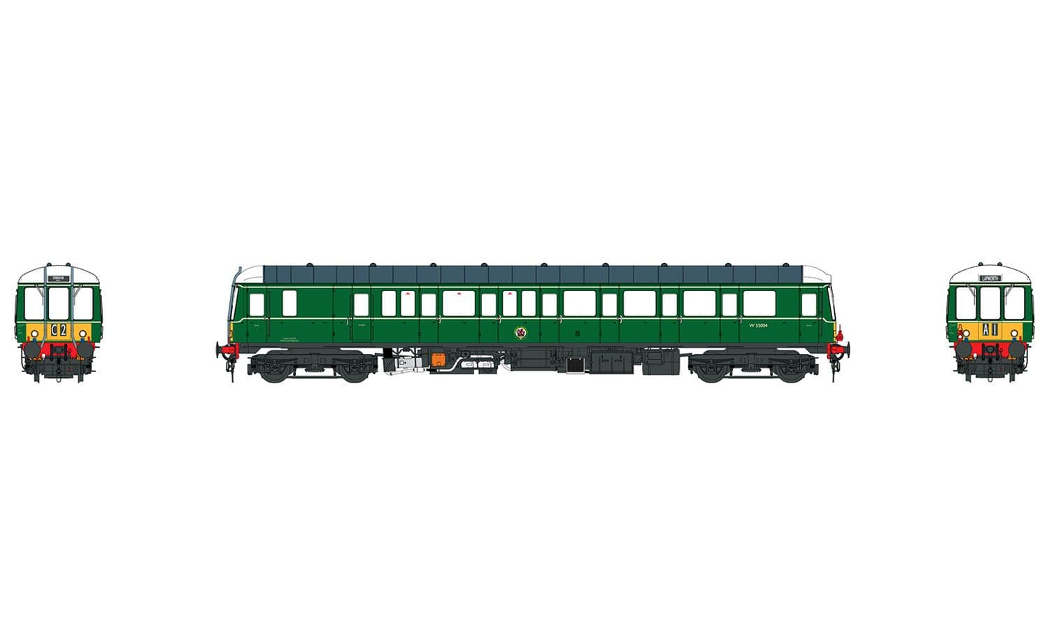 Heljan 1225 Class 122 Diesel Railcar W55004 BR Green Small Yellow Pane ...