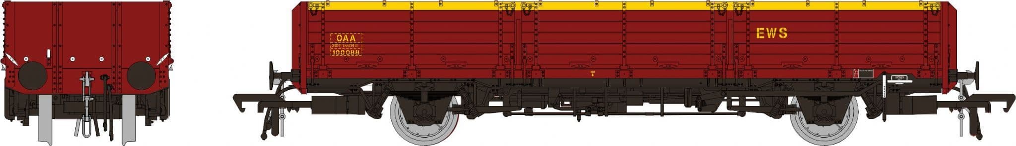 Rapido 915017 BR Open OAA Wagon No. 100088, EWS maroon - OO Gauge ...