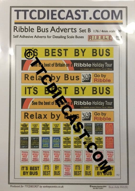 TTCDECALSRIBBLEB - RIBBLE BUS DECAL SET B – TTCDiecast.com
